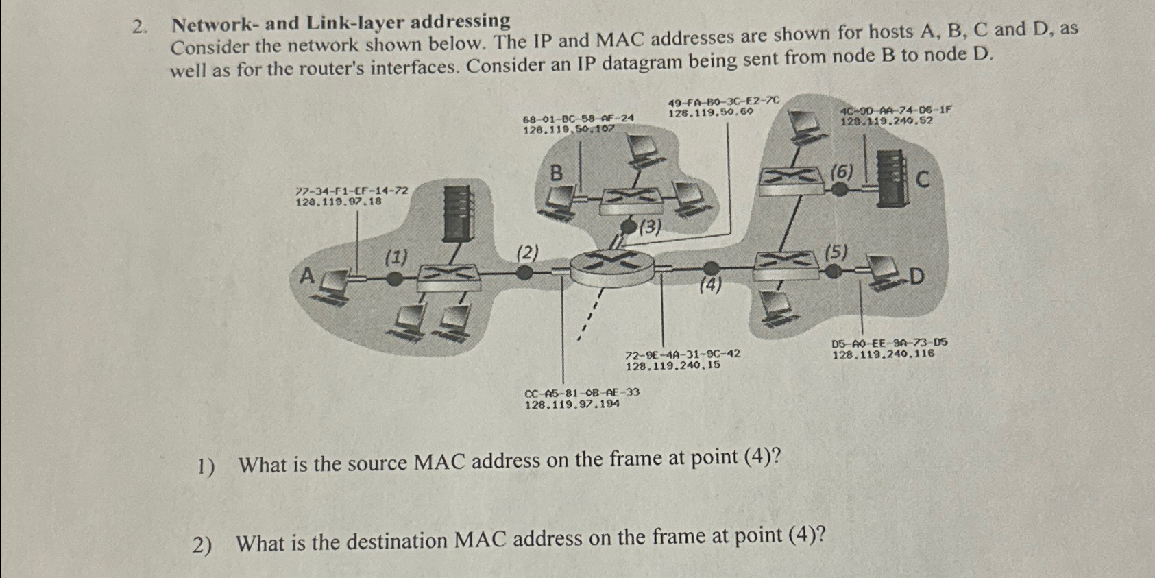 Solved Network- ﻿and Link-layer addressingConsider the | Chegg.com