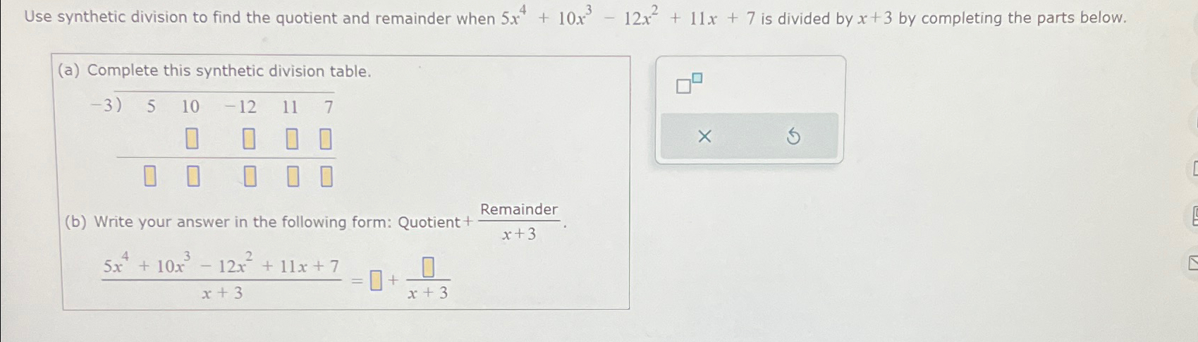 Solved Use synthetic division to find the quotient and | Chegg.com
