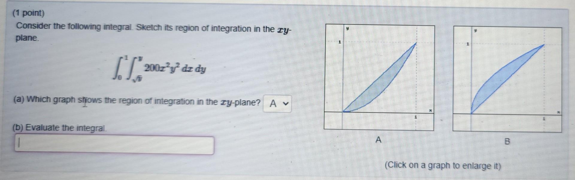 Solved (1 point) Consider the following integral. Sketch its | Chegg.com