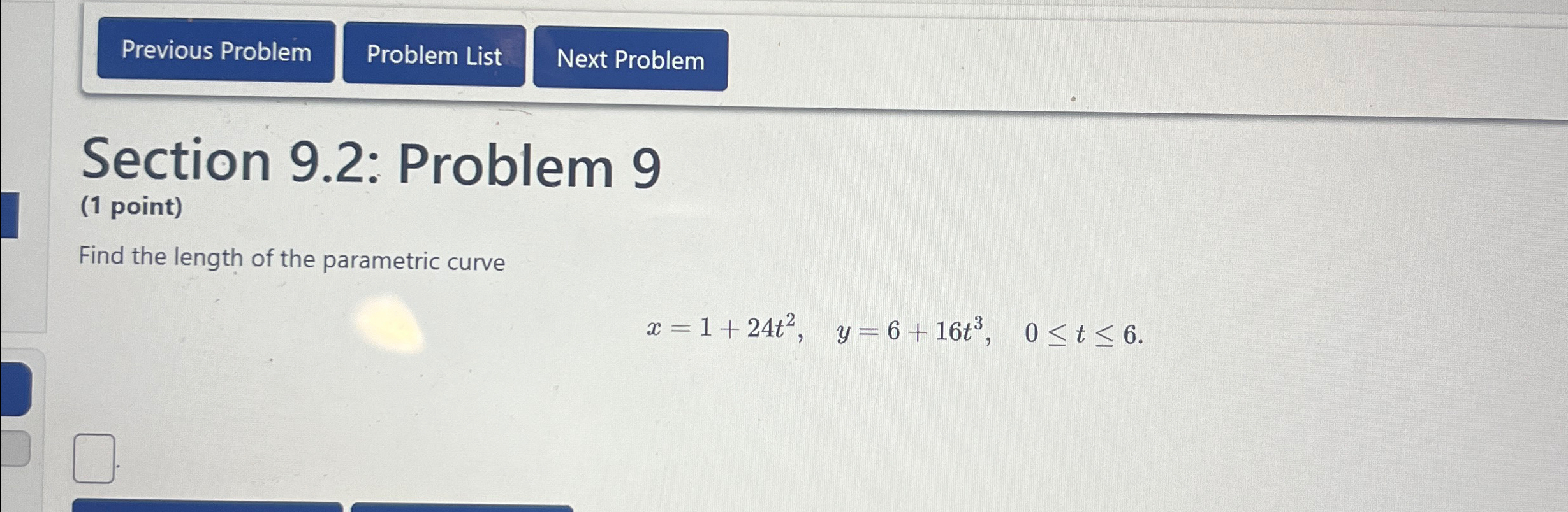 Solved Section 9.2: Problem 9(1 ﻿point)Find the length of | Chegg.com | Chegg.com