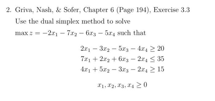 Solved Griva, Nash, \& Sofer, Chapter 6 (Page 194), Exercise | Chegg.com