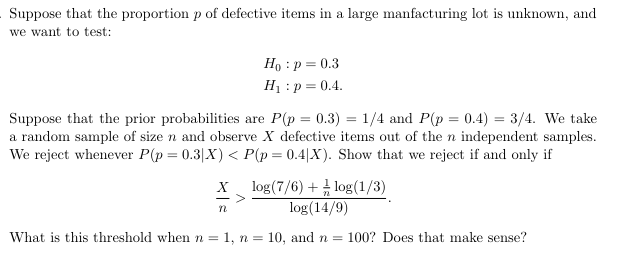 Solved Suppose that the proportion p ﻿of defective items in | Chegg.com