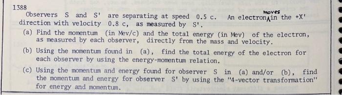 Solved Observers S and S′ are separating at speed 0.5c. An | Chegg.com