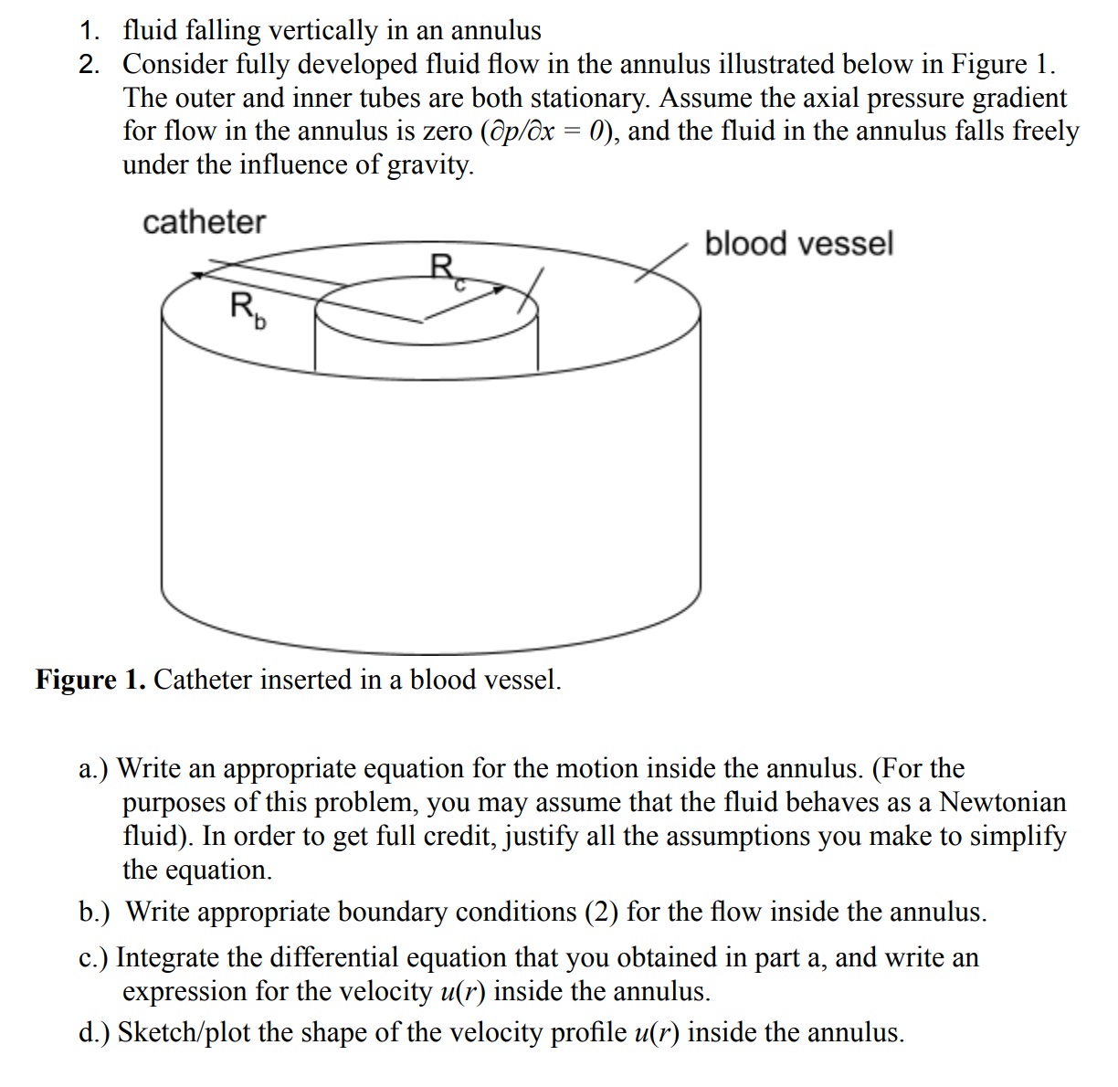 Solved 1. ﻿fluid falling vertically in an annulus2. | Chegg.com