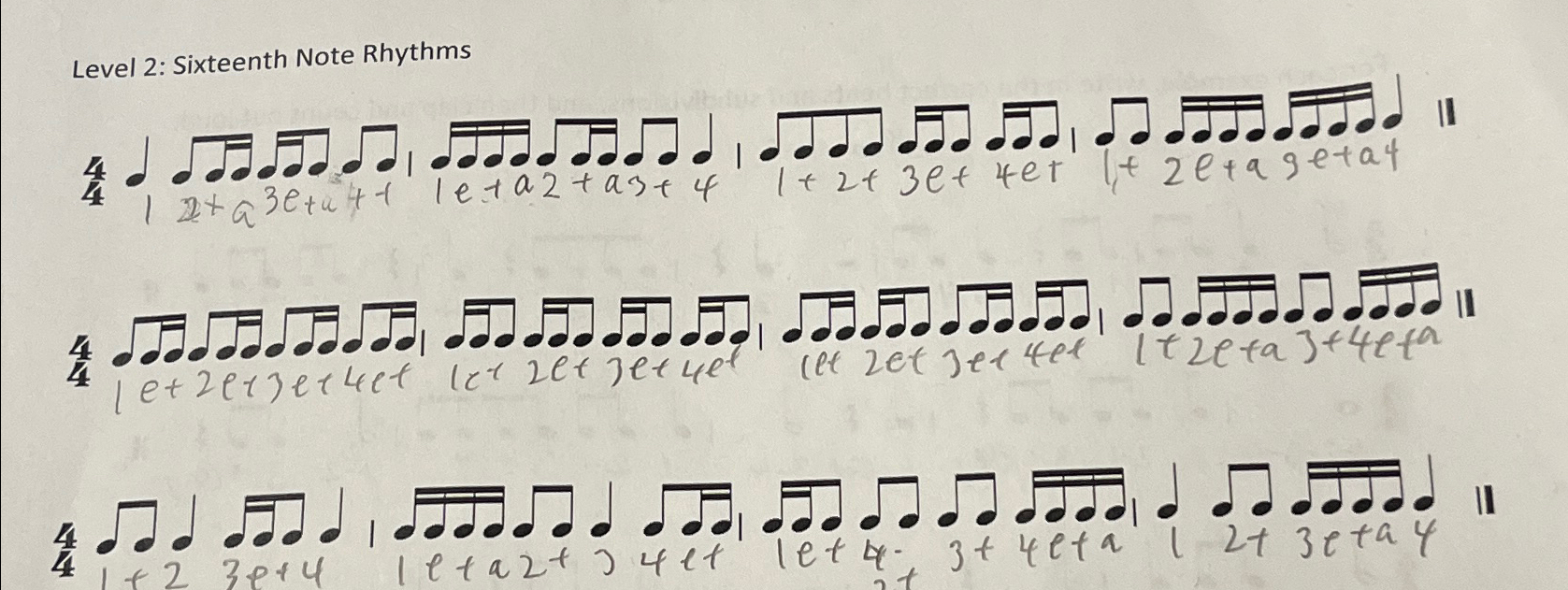 Solved Level 2: Sixteenth Note Rhythms | Chegg.com