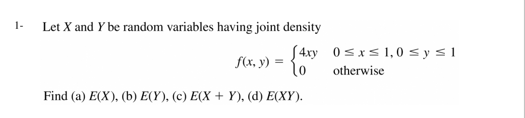 Solved 1- , ﻿Let x ﻿and Y ﻿be random variables having joint | Chegg.com