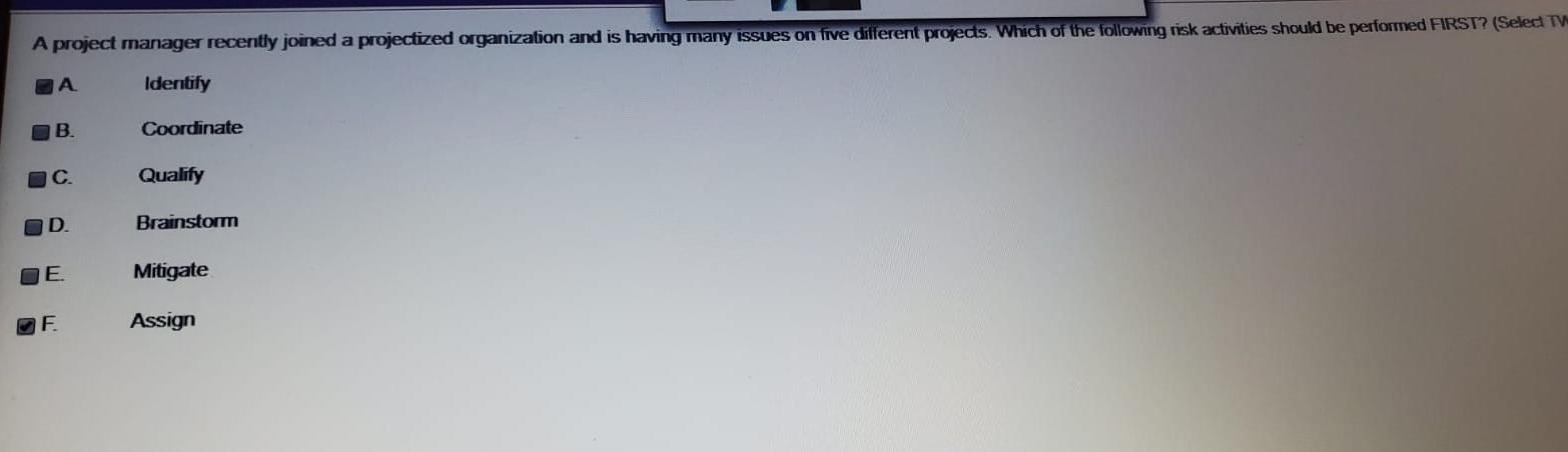 Solved A project manager recently joined a projectized | Chegg.com