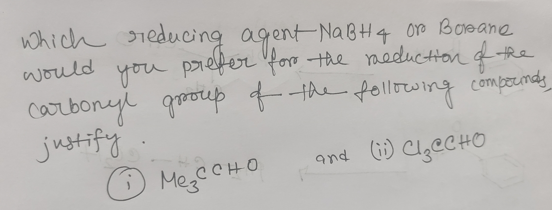 Solved Which reducing agent NaBH4 ﻿or Borane would you | Chegg.com