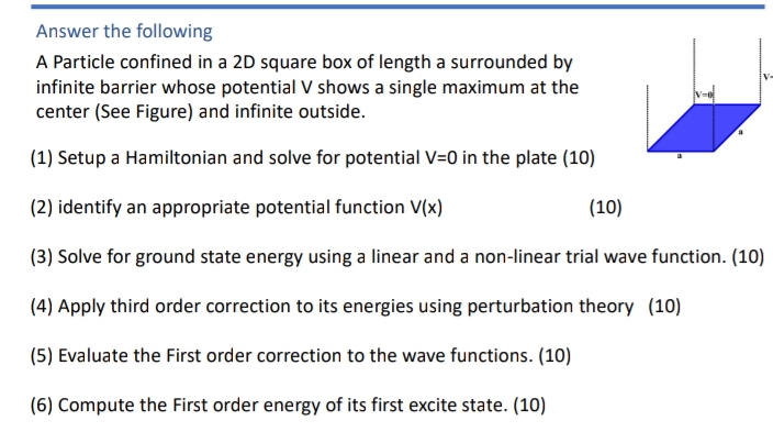 Solved Answer the followingA Particle confined in a 2D | Chegg.com