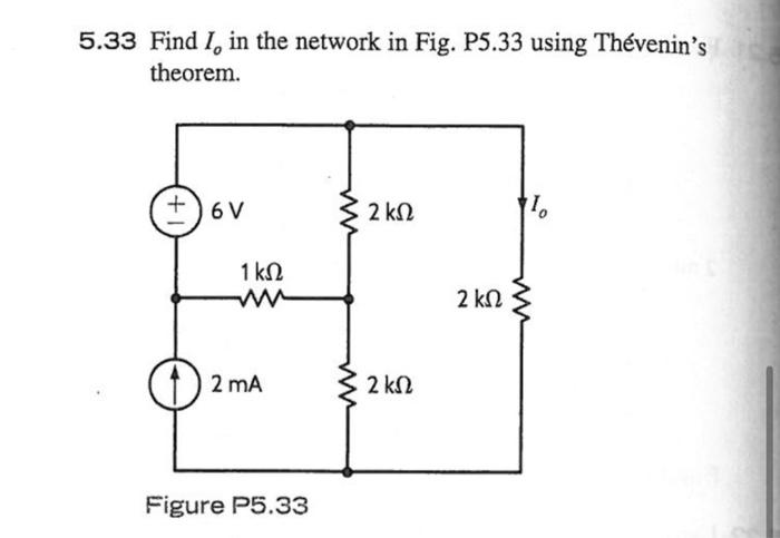 Solved 5.33 Find Io in the network in Fig. P5.33 using | Chegg.com