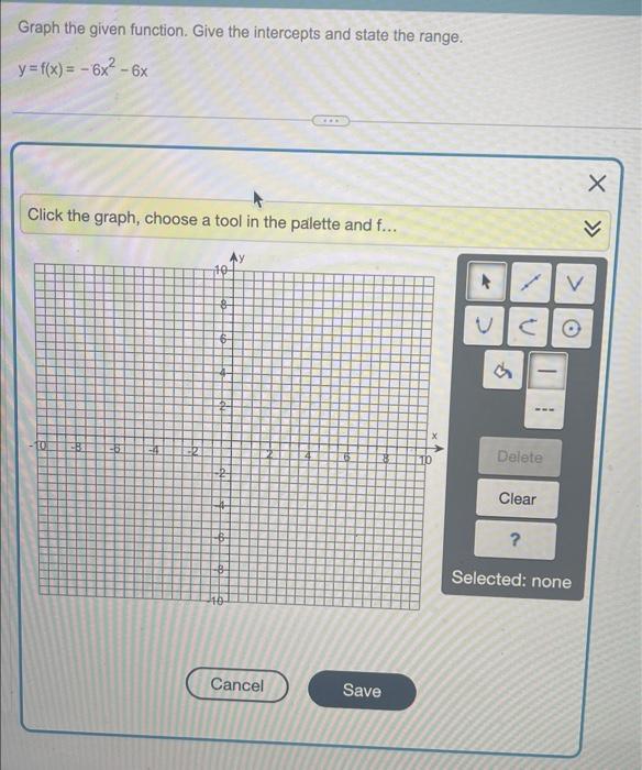 Solved Graph the given function. Give the intercepts and | Chegg.com