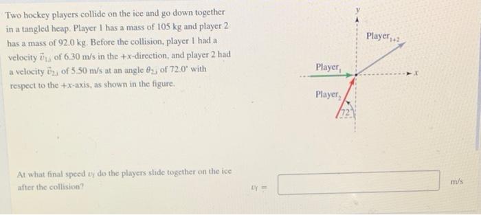 Solved Player: Two hockey players collide on the ice and go | Chegg.com