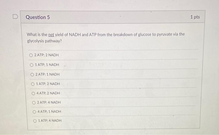 Solved What is the net yield of NADH and ATP from the | Chegg.com