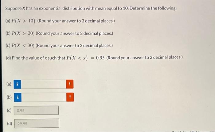 Solved Suppose X has an exponential distribution with mean | Chegg.com