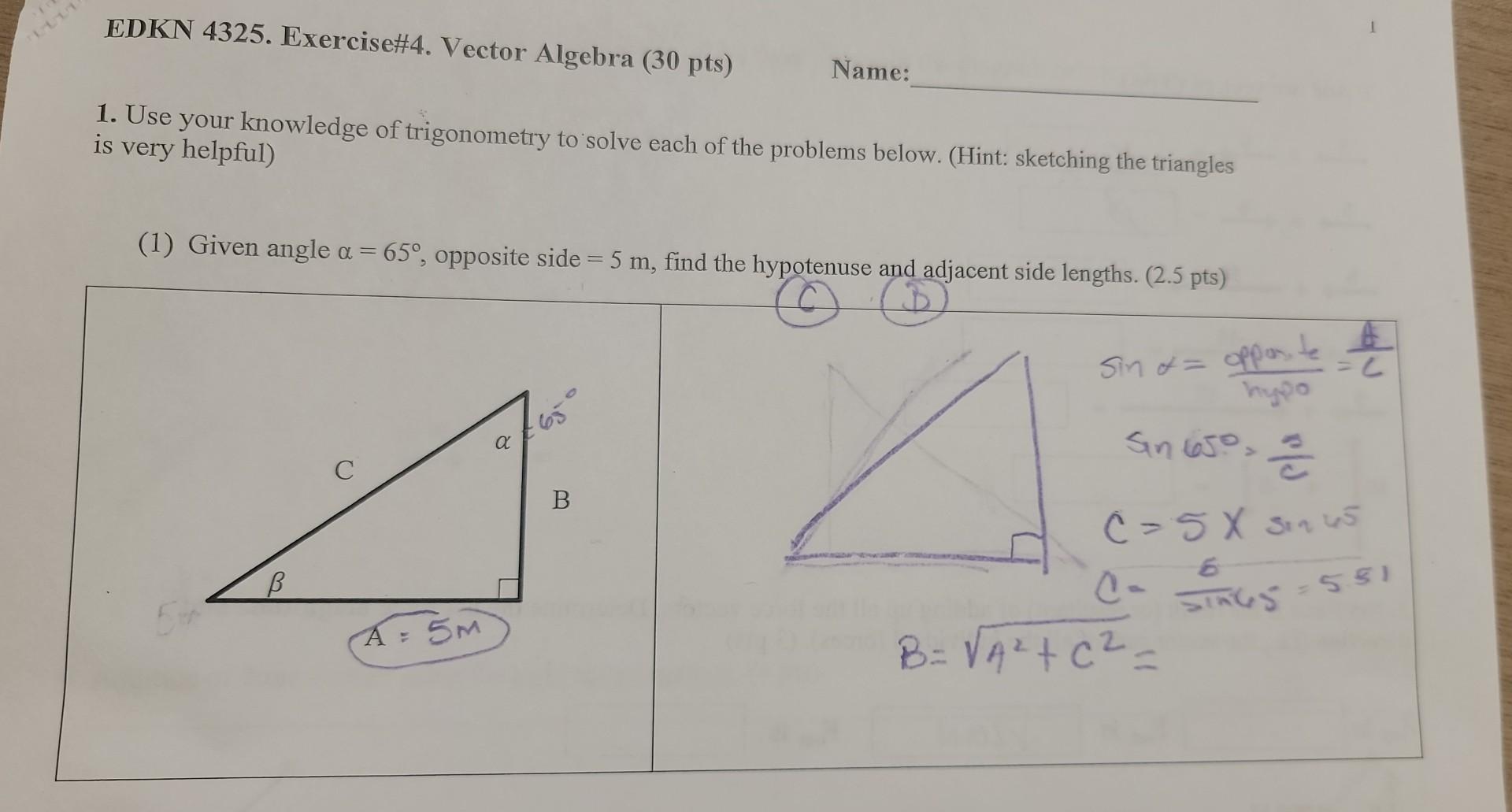 Solved 1. Use your knowledge of trigonometry to solve each | Chegg.com