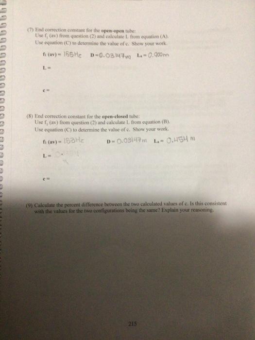 Solved 5000 (7) End correction constant for the open open | Chegg.com