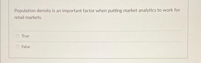 Solved Population density is an important factor when | Chegg.com