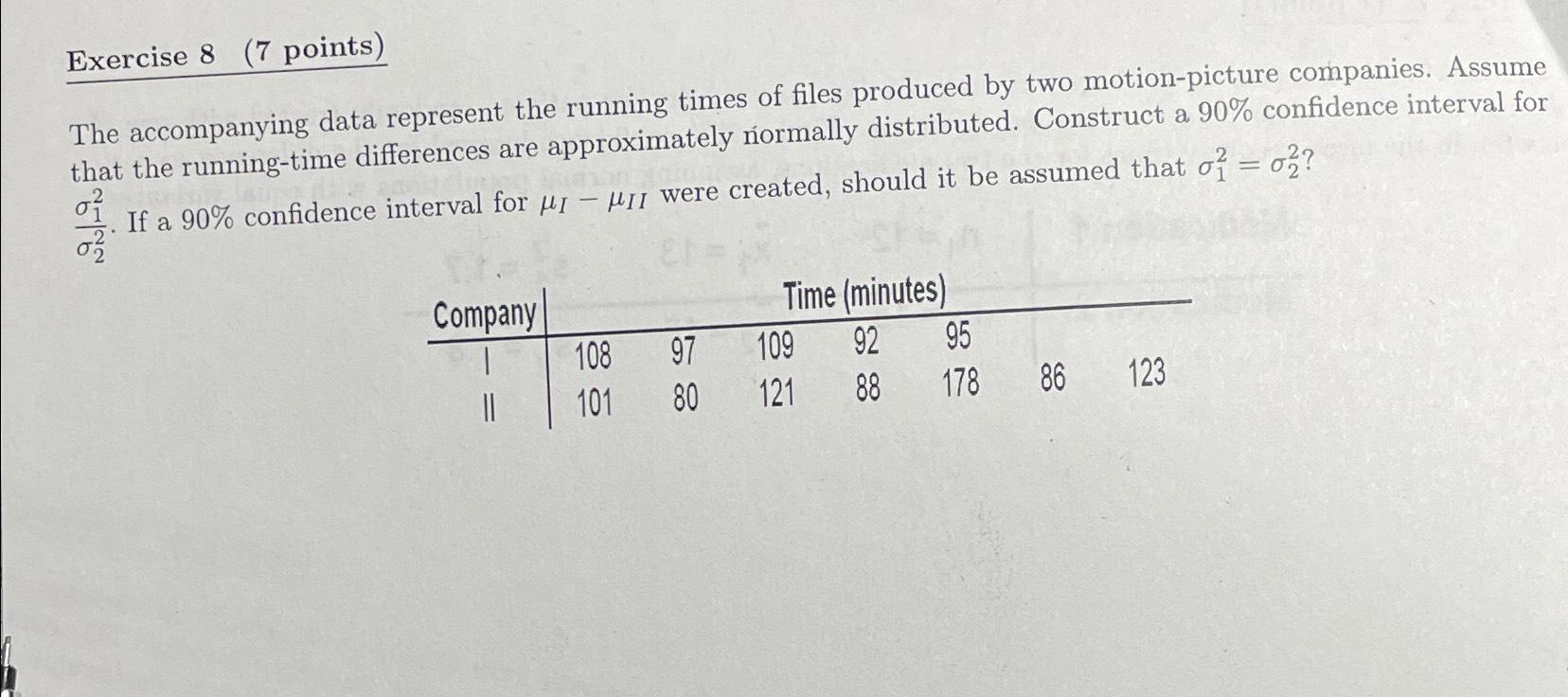Solved Exercise points)The accompanying data represent the | Chegg.com