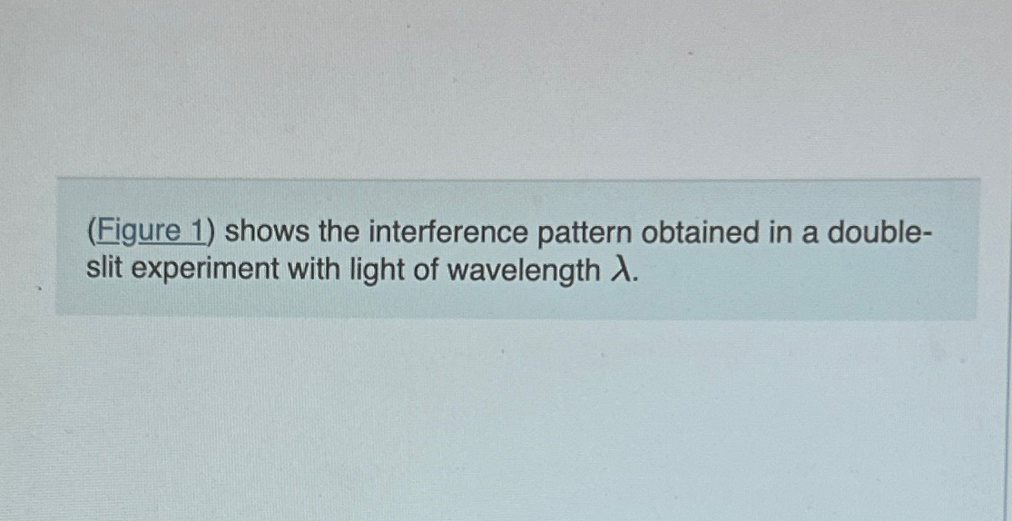 Solved (Figure 1) ﻿shows the interference pattern obtained | Chegg.com