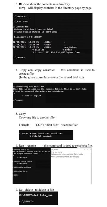 Solved Direction: Perform the following in MS-DOS LIST OF | Chegg.com