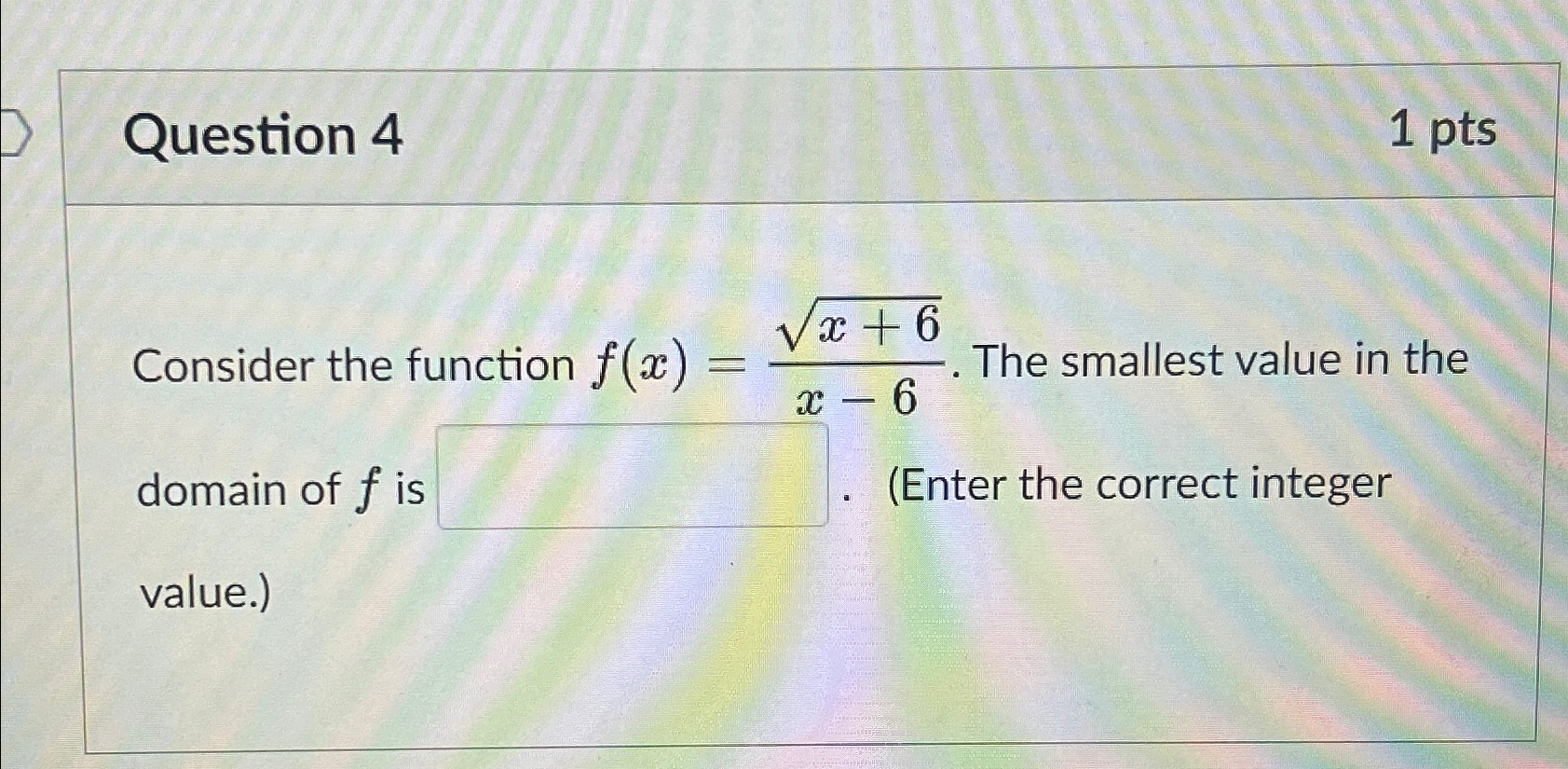 Solved Question 41 ﻿ptsConsider the function f(x)=x+62x-6. | Chegg.com