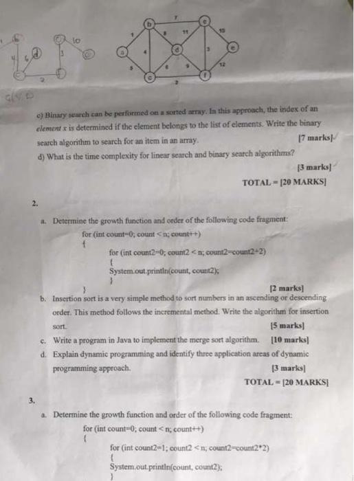 Solved i. Dencribe the divide and conquer approach for | Chegg.com