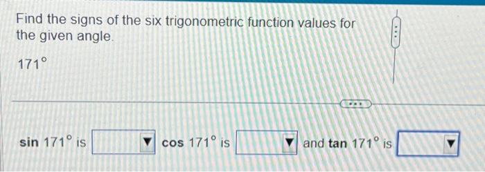 Solved Find the signs of the six trigonometric function | Chegg.com