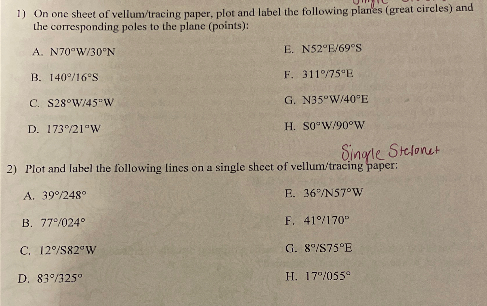 Solved On one sheet of vellum/tracing paper, plot and label | Chegg.com