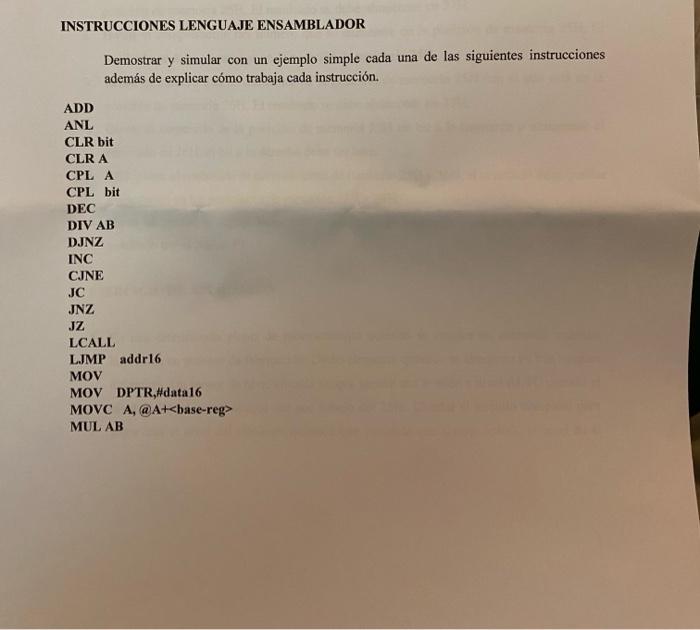Solved ASSEMBLY LANGUAGE INSTRUCTIONS Demonstrate and | Chegg.com Solved ASSEMBLY LANGUAGE INSTRUCTIONS Demonstrate and | Chegg.com