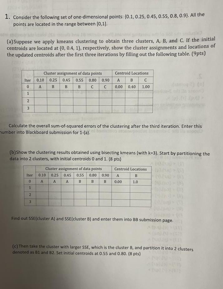 Solved 1. Consider the following set of one-dimensional | Chegg.com