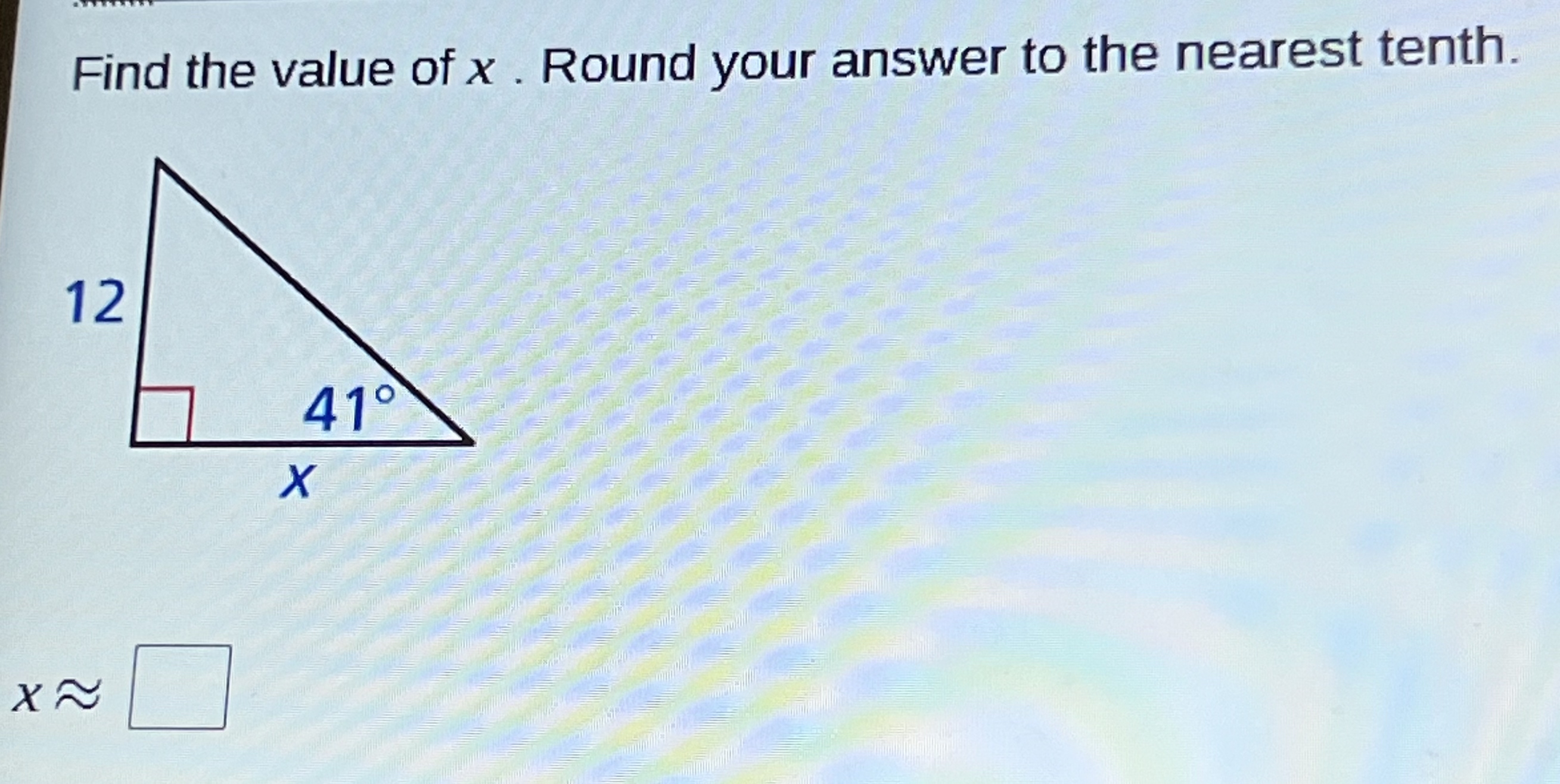 Solved Find the value of x. ﻿Round your answer to the | Chegg.com