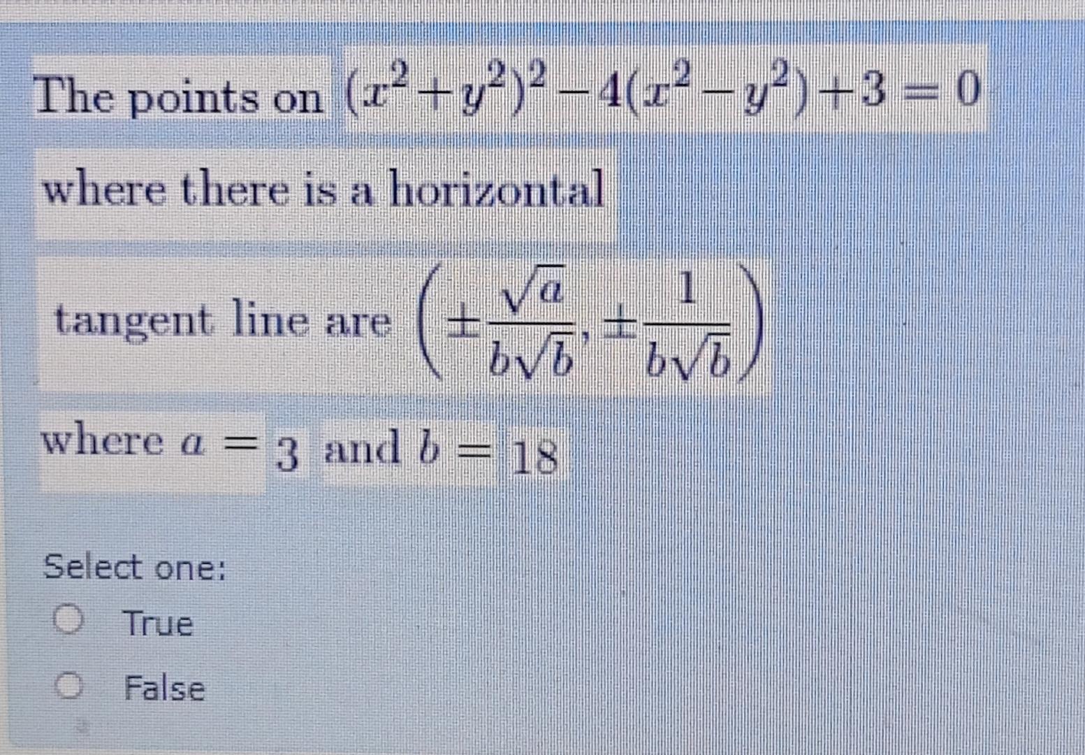 Solved The points on (x2+y2)2-4(x2-y2)+3=0 ﻿where there is a | Chegg.com