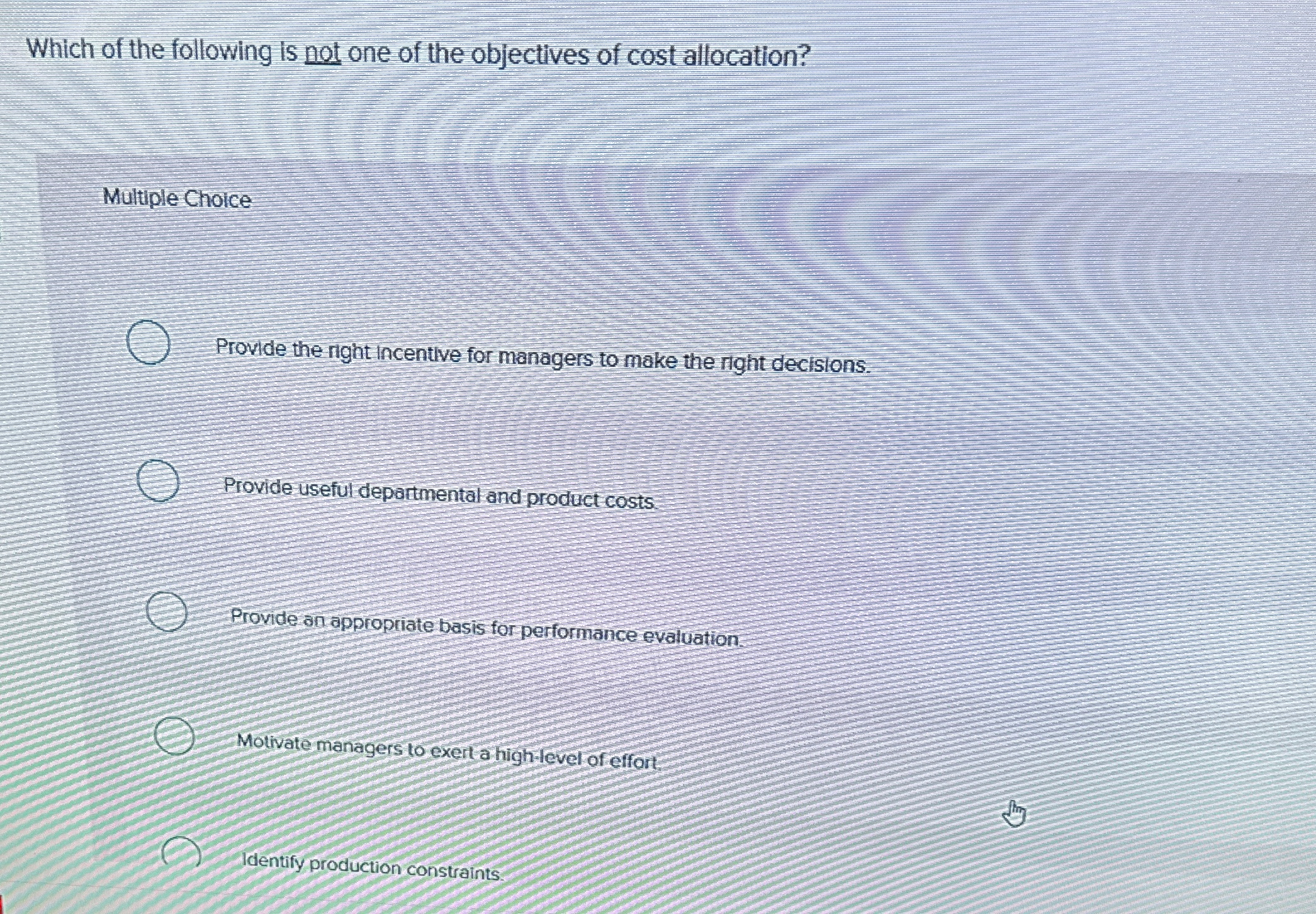 Solved Which of the following is not one of the objectives | Chegg.com