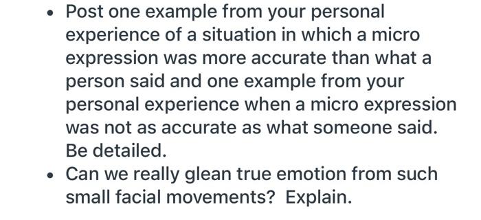 Solved • Post one example from your personal experience of a | Chegg.com