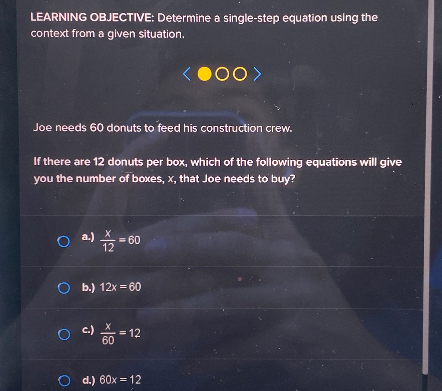 Solved LEARNING OBJECTIVE: Determine a single-step equation | Chegg.com