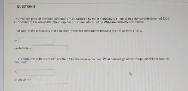 Solved QUESTION 3 The average price of personal computers | Chegg.com