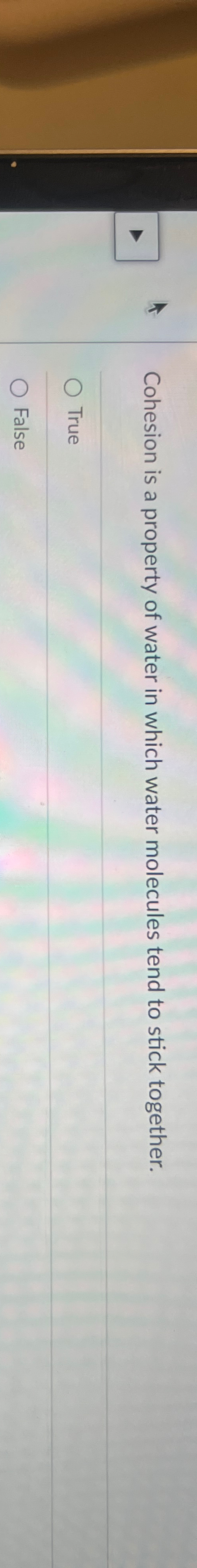 Solved Cohesion is a property of water in which water | Chegg.com