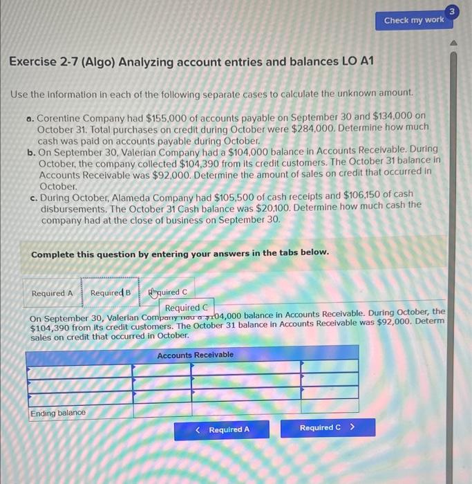 Solved Exercise 2-7 (Algo) Analyzing account entries and | Chegg.com Solved Exercise 2-7 (Algo) Analyzing account entries and | Chegg.com
