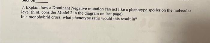 [Solved]: 7. Explain how a Dominant Negative mutation can a