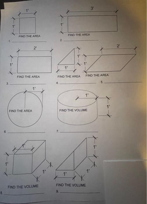 Solved 3. 4. 5. 6. 7. FIND THE VOLUME FIND THE VOLUME 9. | Chegg.com