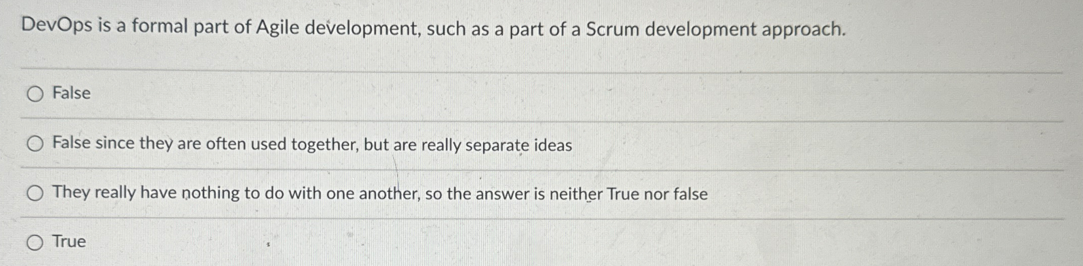 Solved DevOps is a formal part of Agile development, such as | Chegg.com