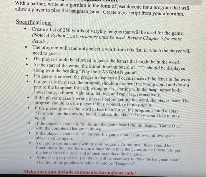 Solved With a partner, write an algorithm in the form of | Chegg.com