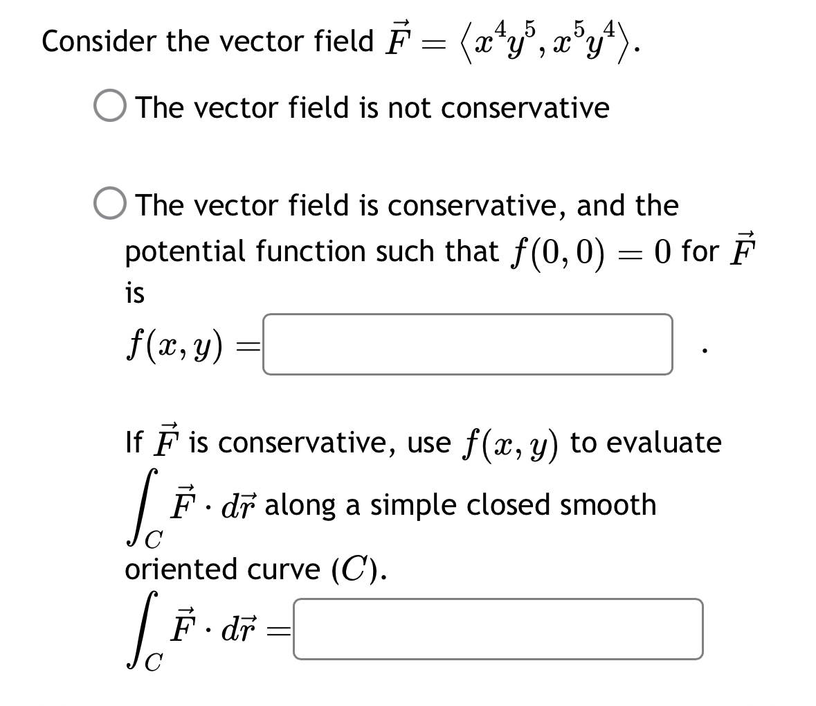 Solved Consider The Vector Field Vecfx4y5x5y4the 
