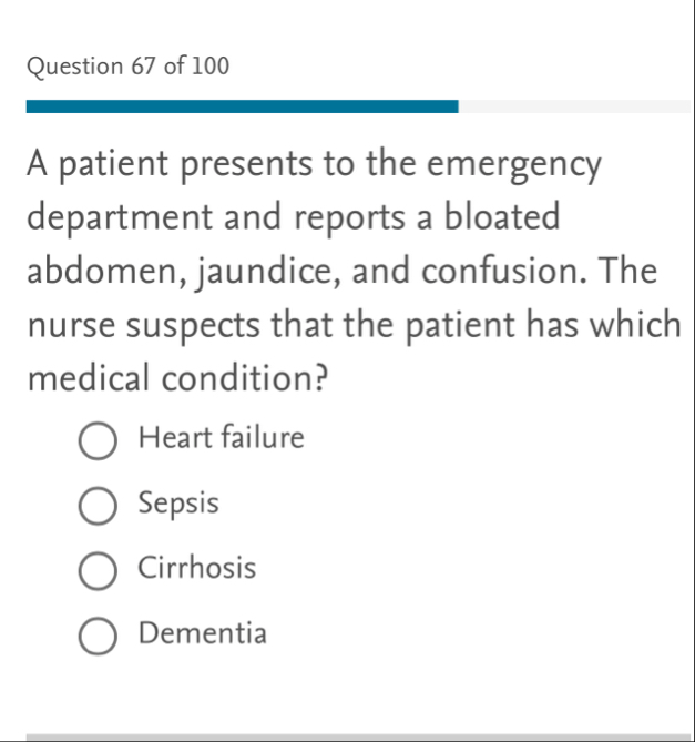 Solved Question 67 ﻿of 100A patient presents to the | Chegg.com
