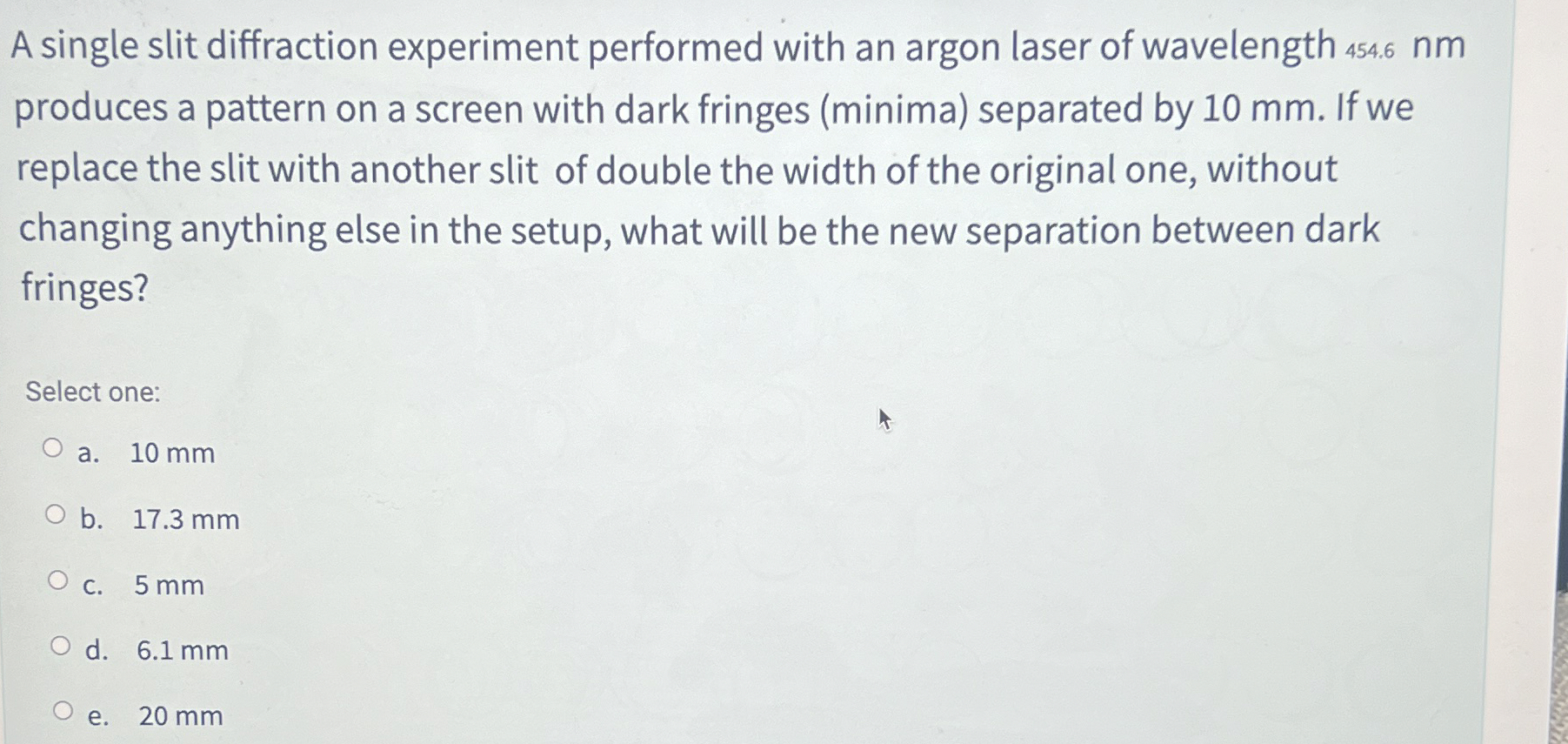 Solved A single slit diffraction experiment performed with | Chegg.com