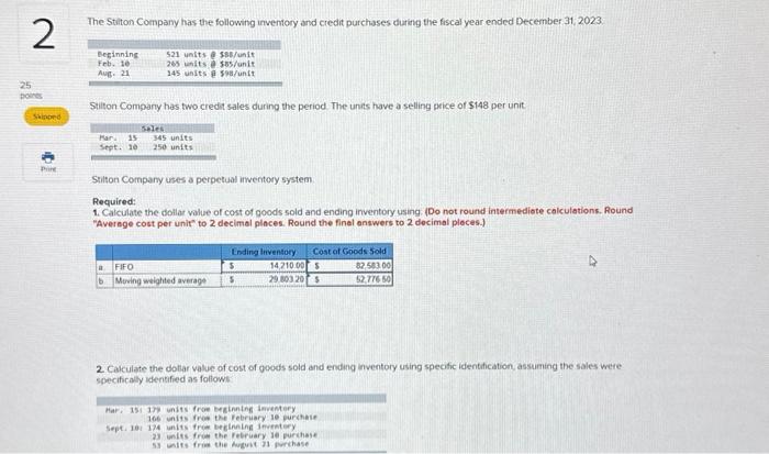 Solved The Stiton Compary has the following inventory and | Chegg.com
