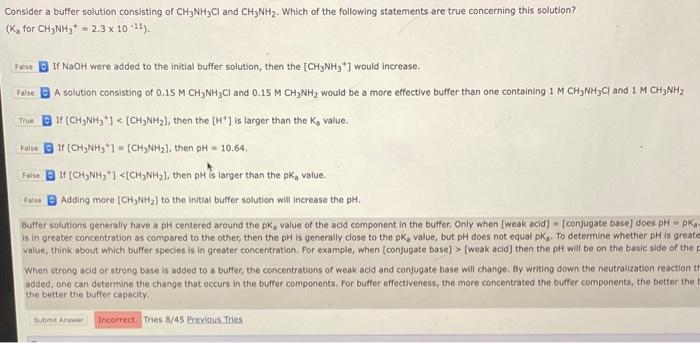 Solved Consider a buffer solution consisting of CH3NH3Cl and | Chegg.com