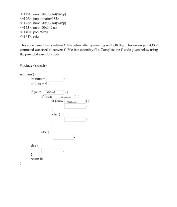 Consider the following assembly code: : push%rbp | Chegg.com