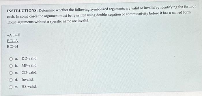 INSTRUCTIONS: Determine whether the following | Chegg.com