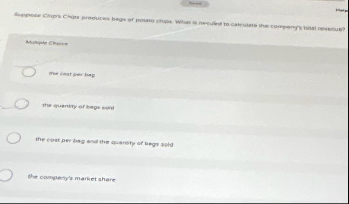 Solved Suppose Chip's Cnips procluces bags of potato chips | Chegg.com